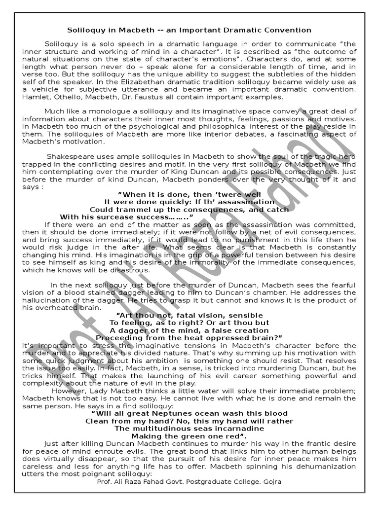 Soliloquy in Macbeth | PDF | Macbeth