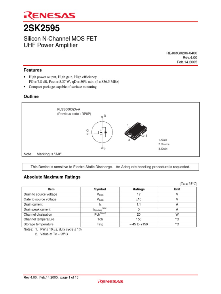2sk2595 Final Mosfet Tk2170 | PDF | Field Effect Transistor | Mosfet