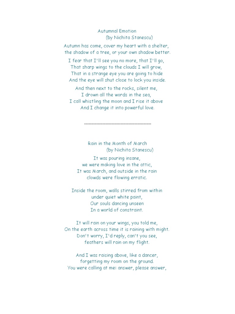 Beautiful Romanian Love Poems | PDF