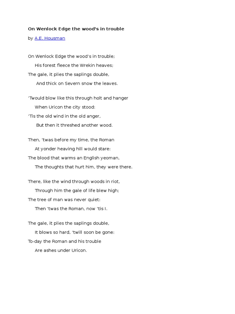 On Wenlock Edge The Wood | PDF