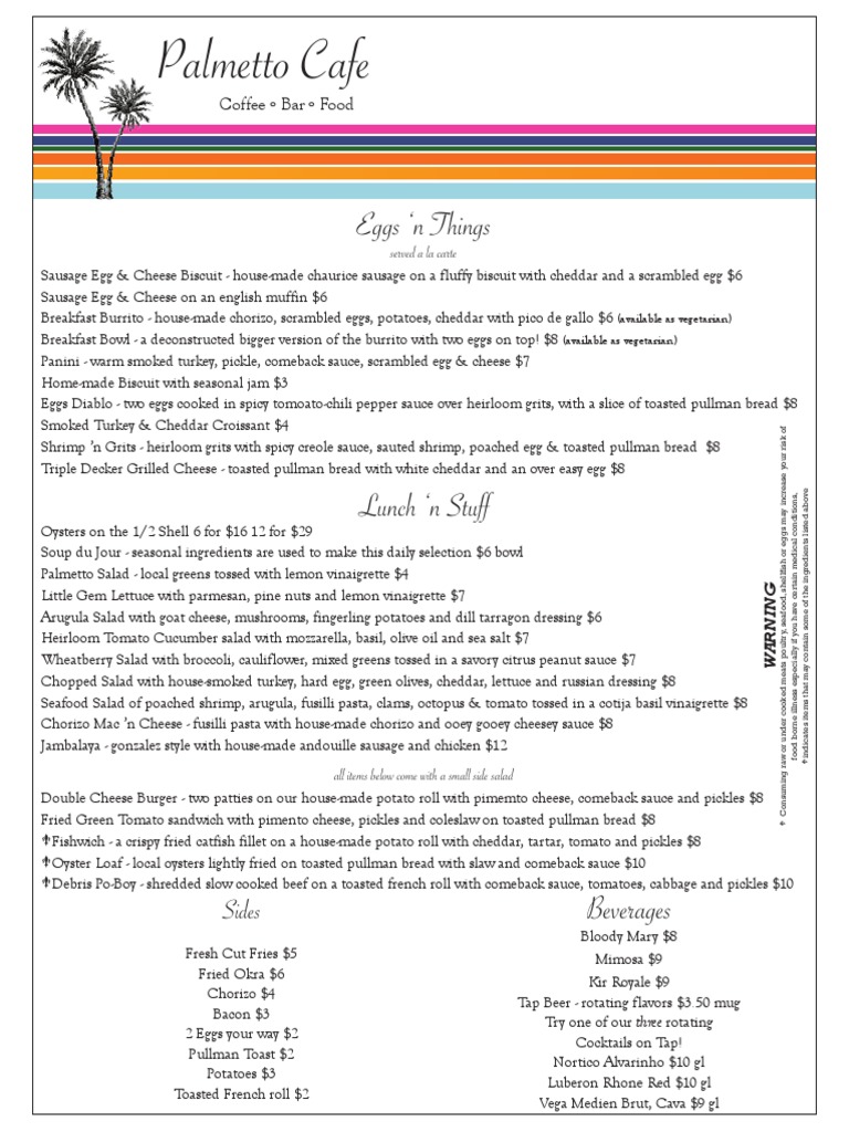 Palmetto Menu | Salad | Sausage