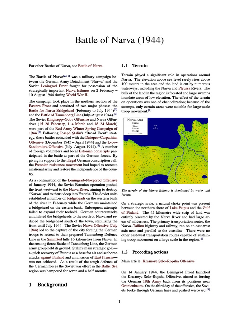[Wiki] Battle of Narva (1944) | Warfare | Military Organization