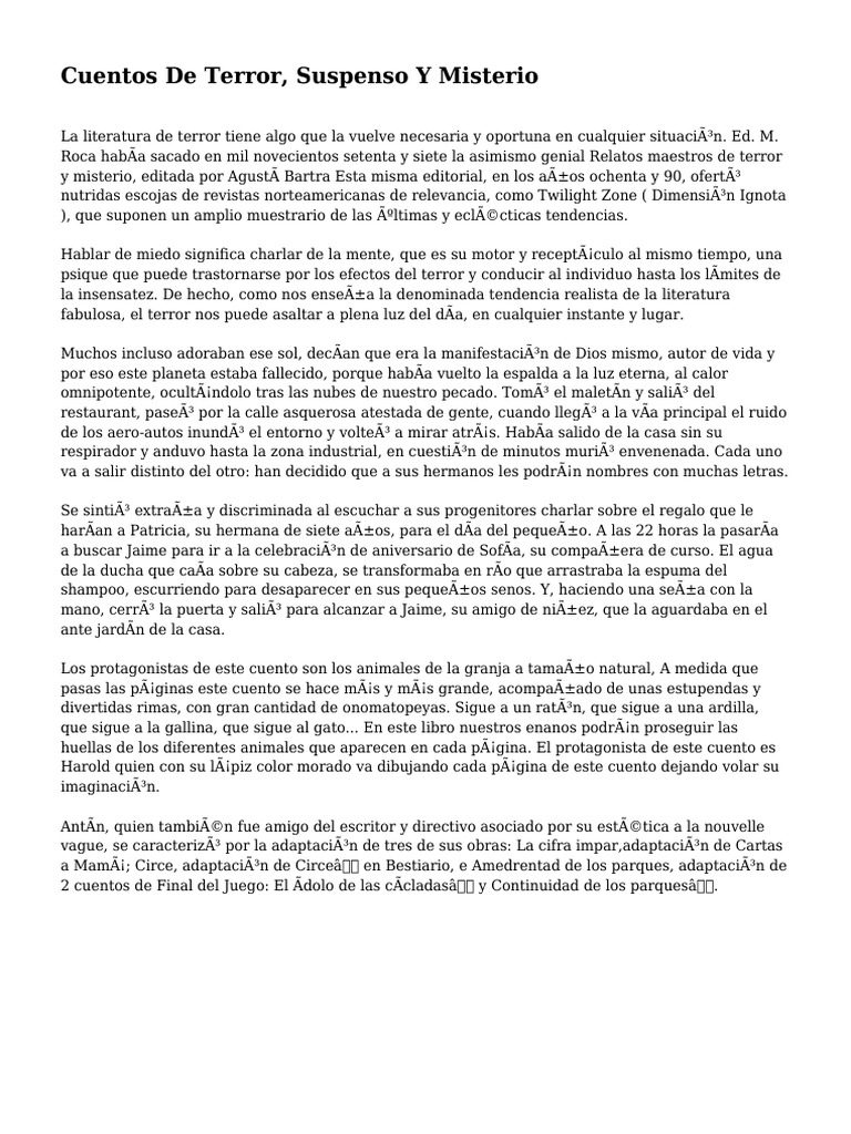 Cuentos de Terror, Suspenso Y Misterio | PDF | Sicología Cuentos de Terror, Suspenso Y Misterio | PDF | Sicología