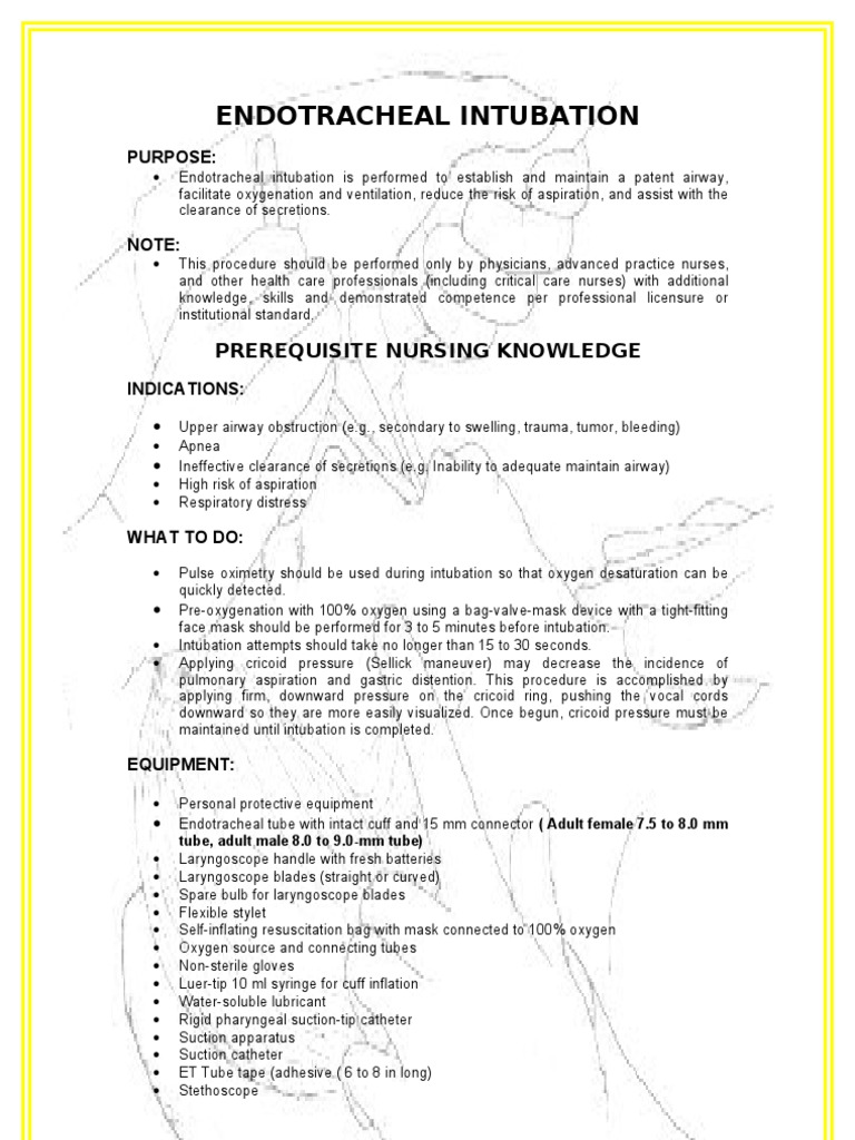 Endotracheal Intubation | PDF | Medical Procedures | Clinical Medicine