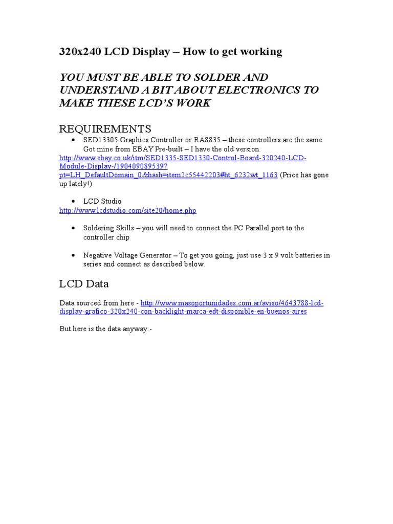 320x240 LCD Display | PDF | Liquid Crystal Display | Light Emitting Diode