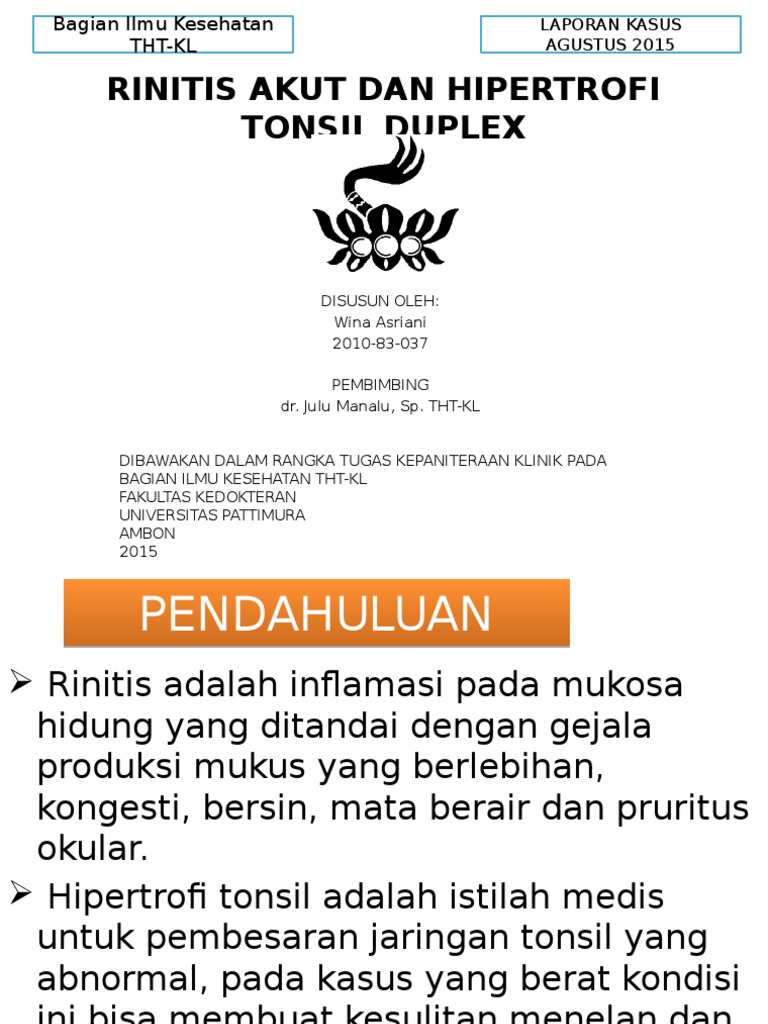 Rinitis Akut Dan Hipertrofi Tonsil Duplex | PDF