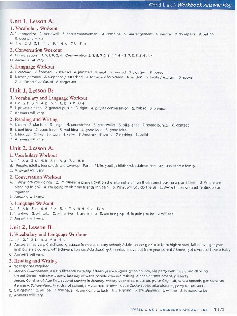 Workbook 3 Respuestas World Link | PDF