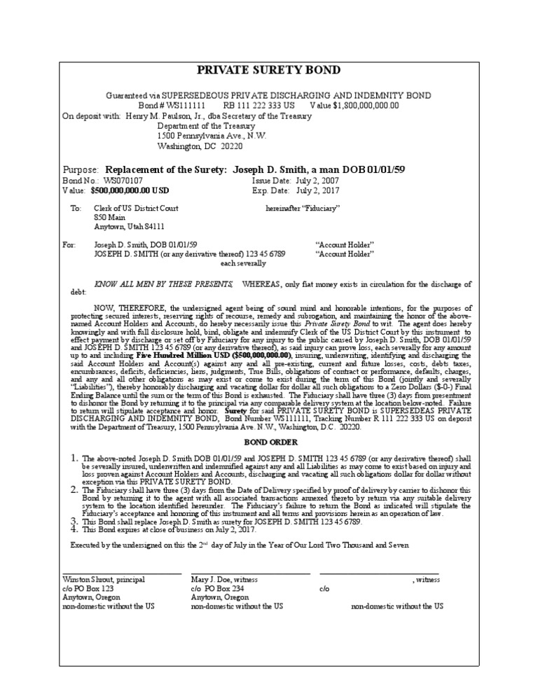 Private Surety Bond | PDF