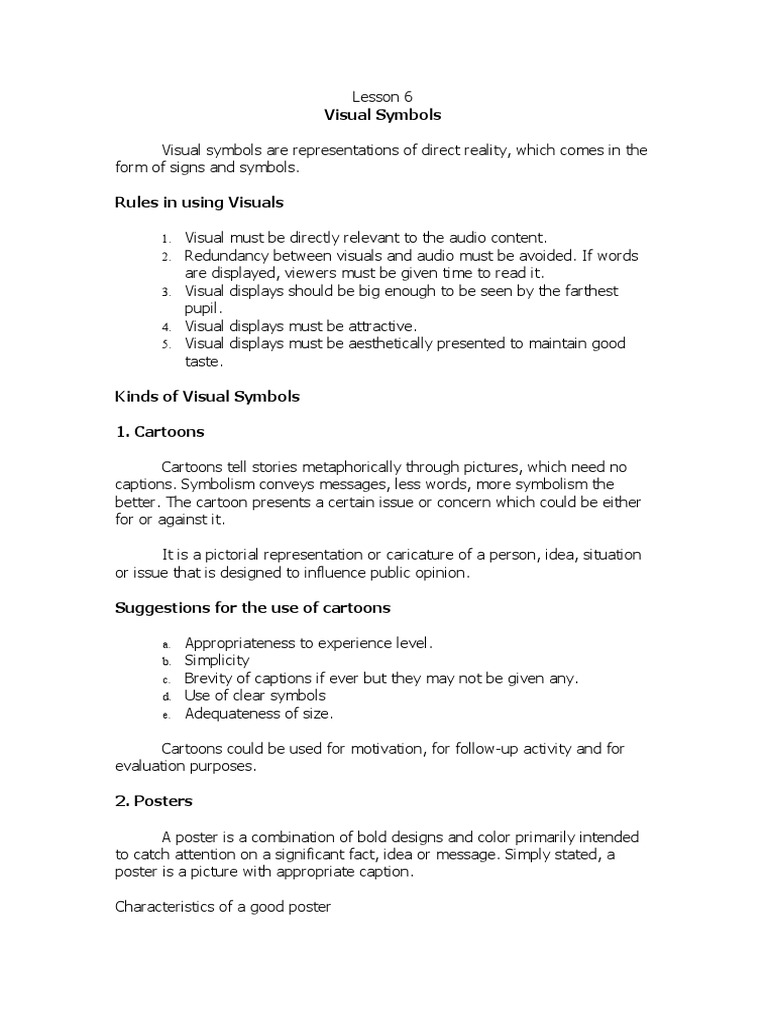 Handouts Visual Symbols Education Students Philippines | Download Free ...