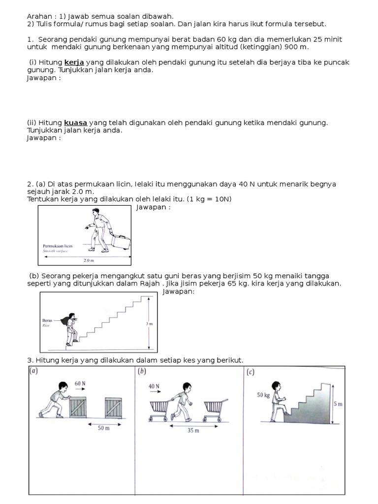 Latihan Kerja Dan Kuasa Sains f2 | PDF