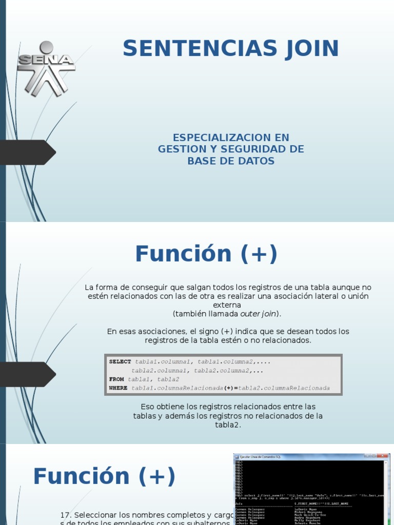 Sentencias Join | PDF | SQL | Software de gestión de datos