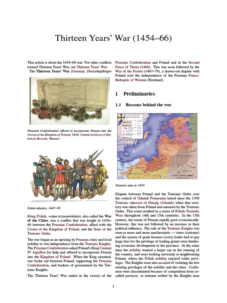 Thirteen Years' War (1454–66) | Prussia | Former Monarchies Of Europe
