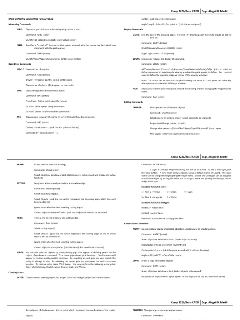 Basic Drawing Commands PDF | PDF | 3 D Computer Graphics | Angle