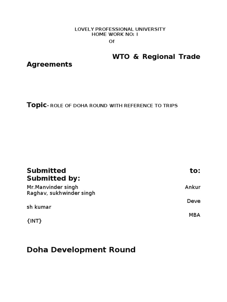 Doha Development Round | PDF | Doha Development Round | Trips Agreement