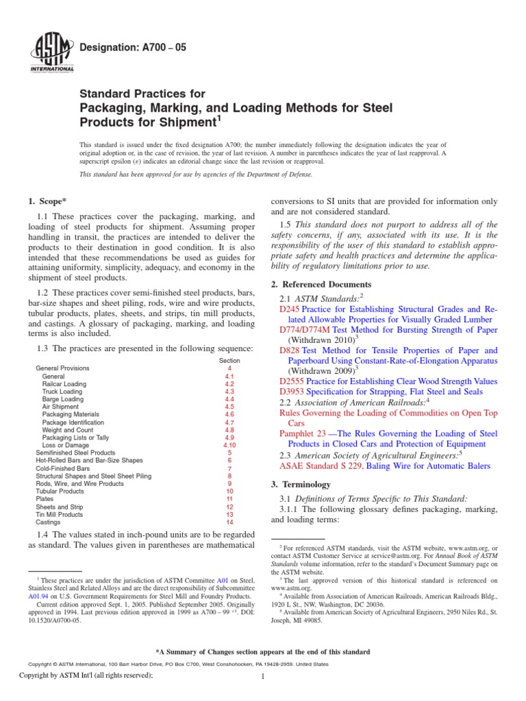 Astm A700-05 | PDF | Structural Steel | Packaging And Labeling