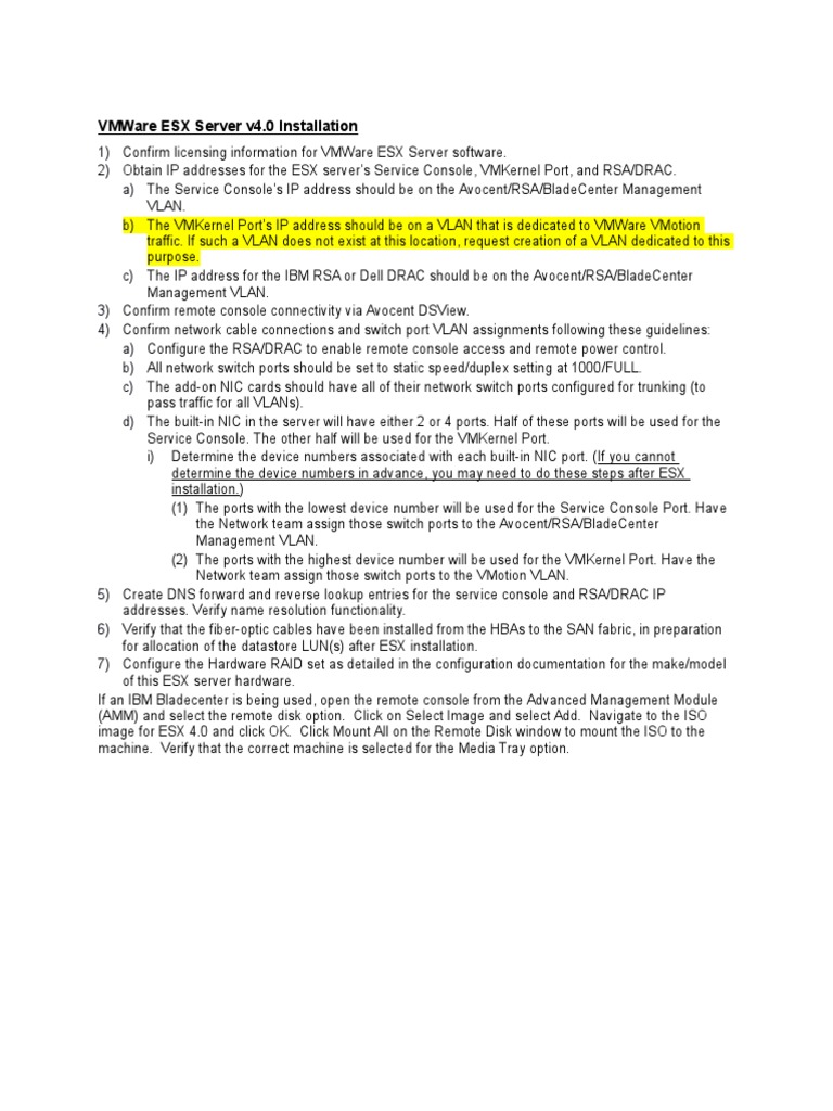 VMWare ESX Server 4.0 Installation Guide | PDF