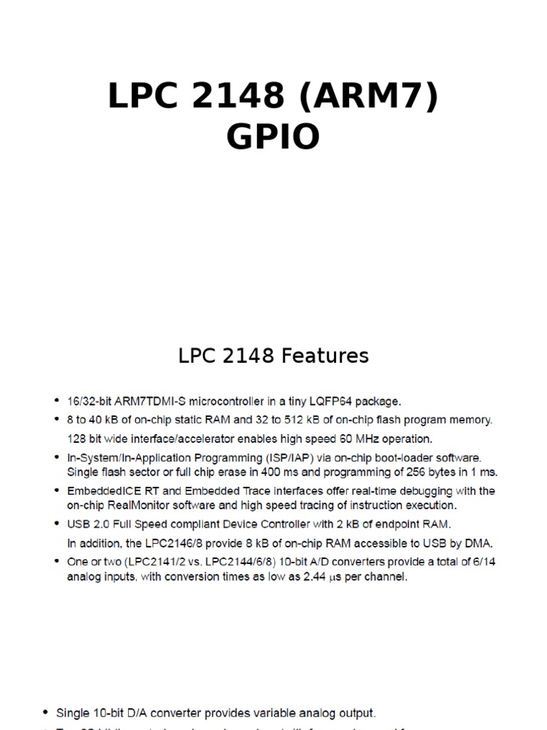 LPC 2148 GPIO Pin Configuration Guide | PDF