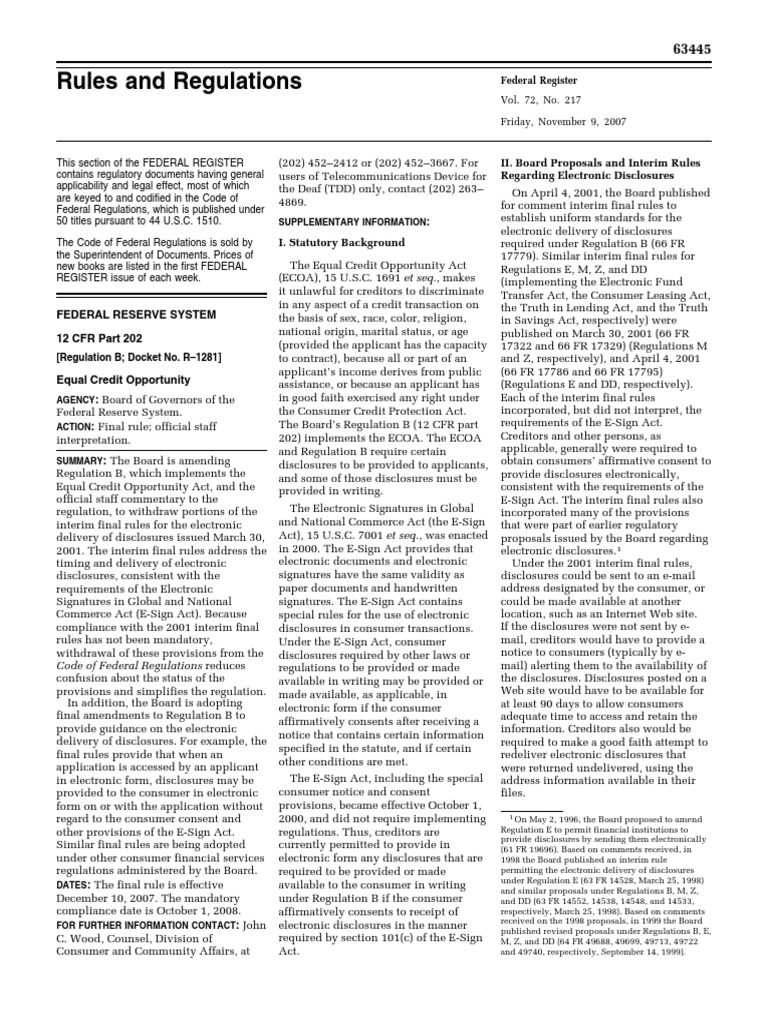 Rule: Consumer Leasing (Regulation M) : Electronic Disclosures Delivery ...