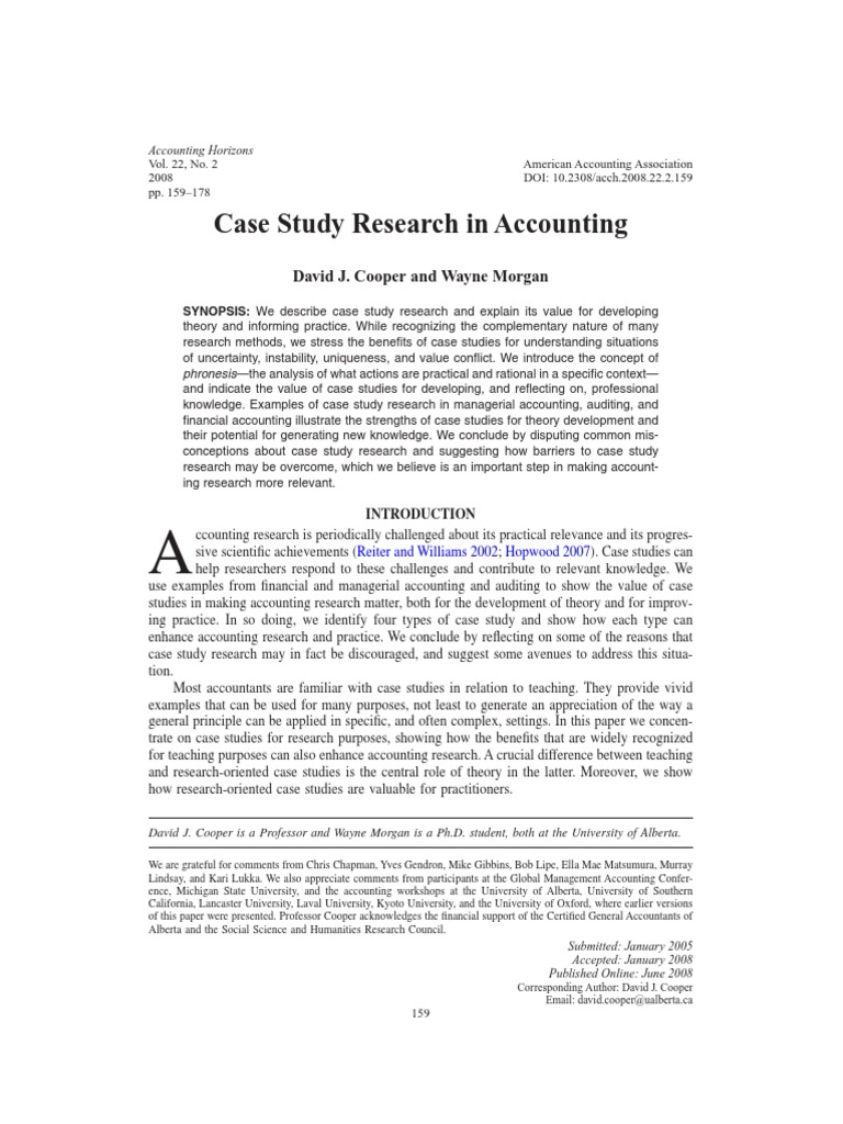 Case Study Research in Accounting | PDF | Case Study | Theory