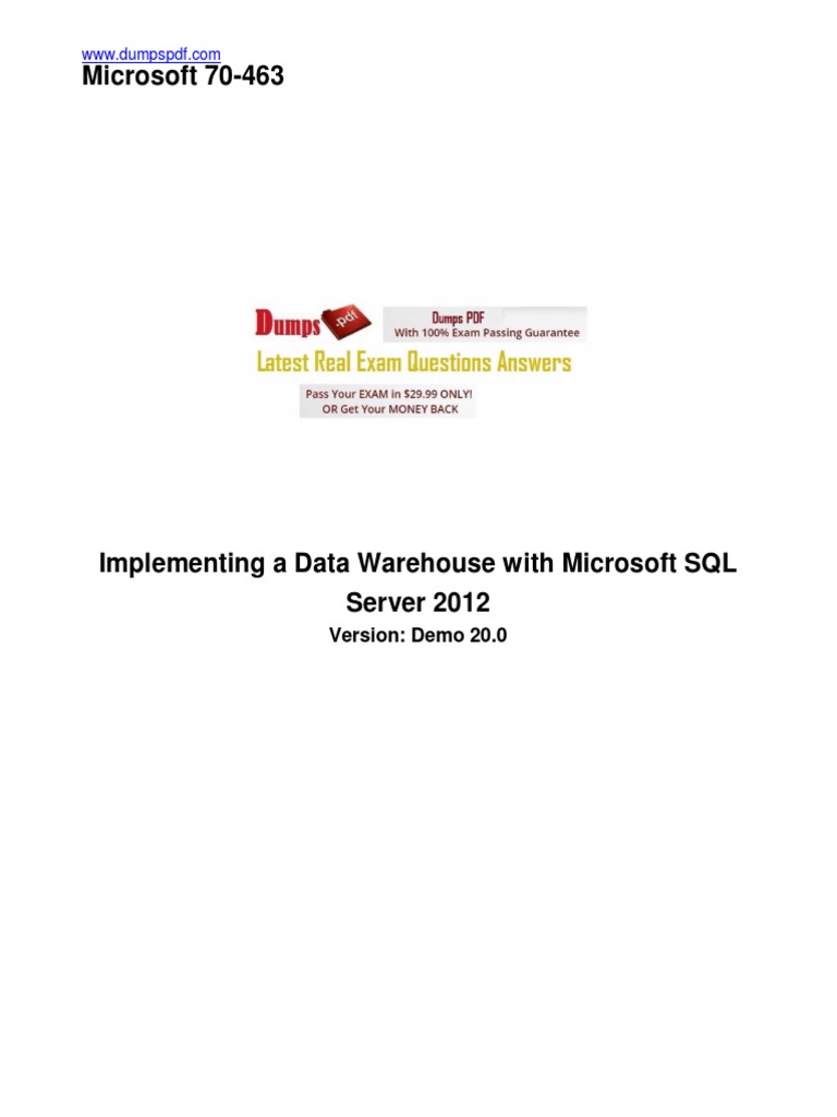 Free 70 463 Exam Questions PDF Microsoft1 | PDF | Microsoft Sql Server ...