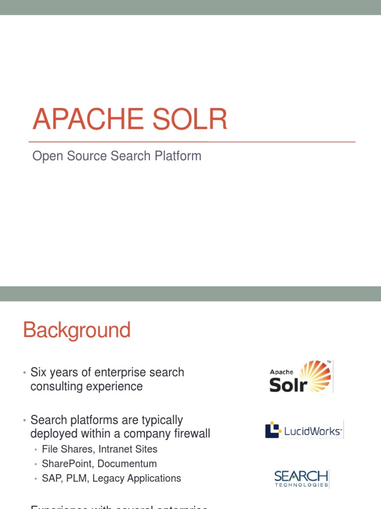 Apache Solr Presentation | PDF | Apache Solr | Search Engine Indexing