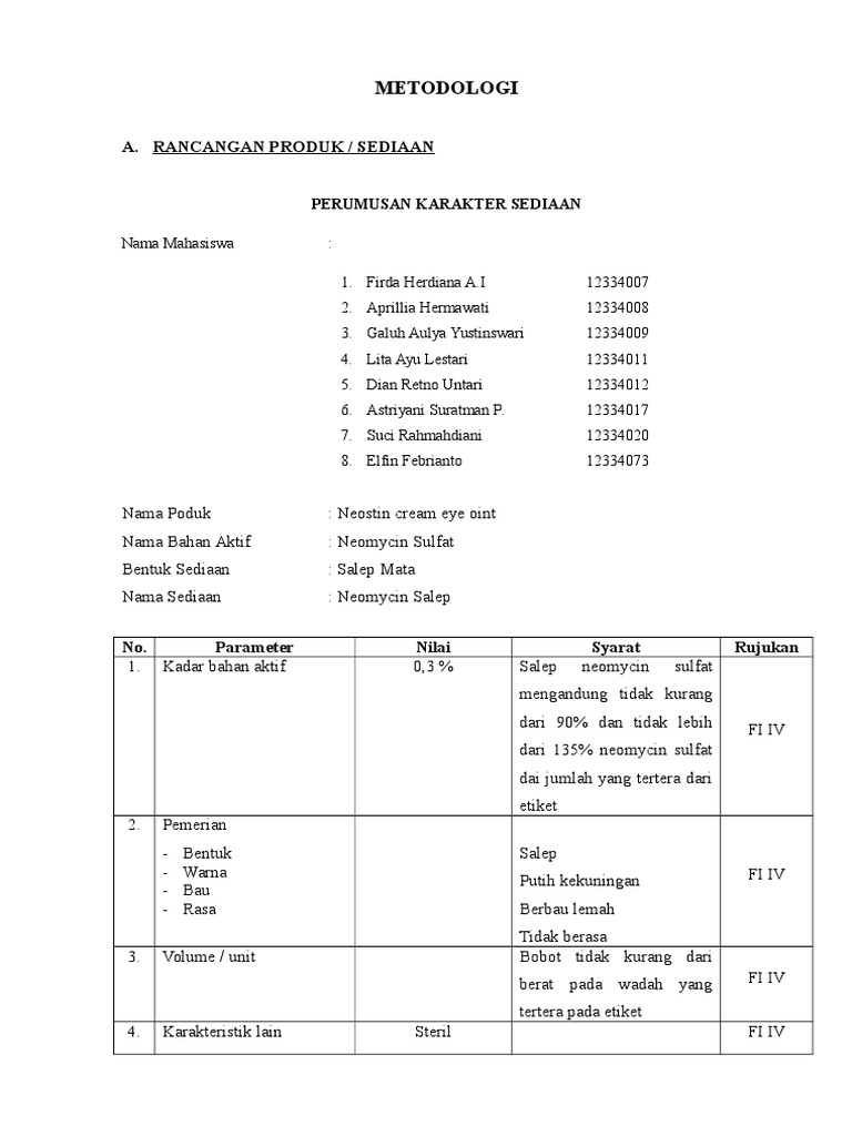 Formulasi Salep Mata Neomycin | PDF | Memasak, Makanan, & Anggur ...