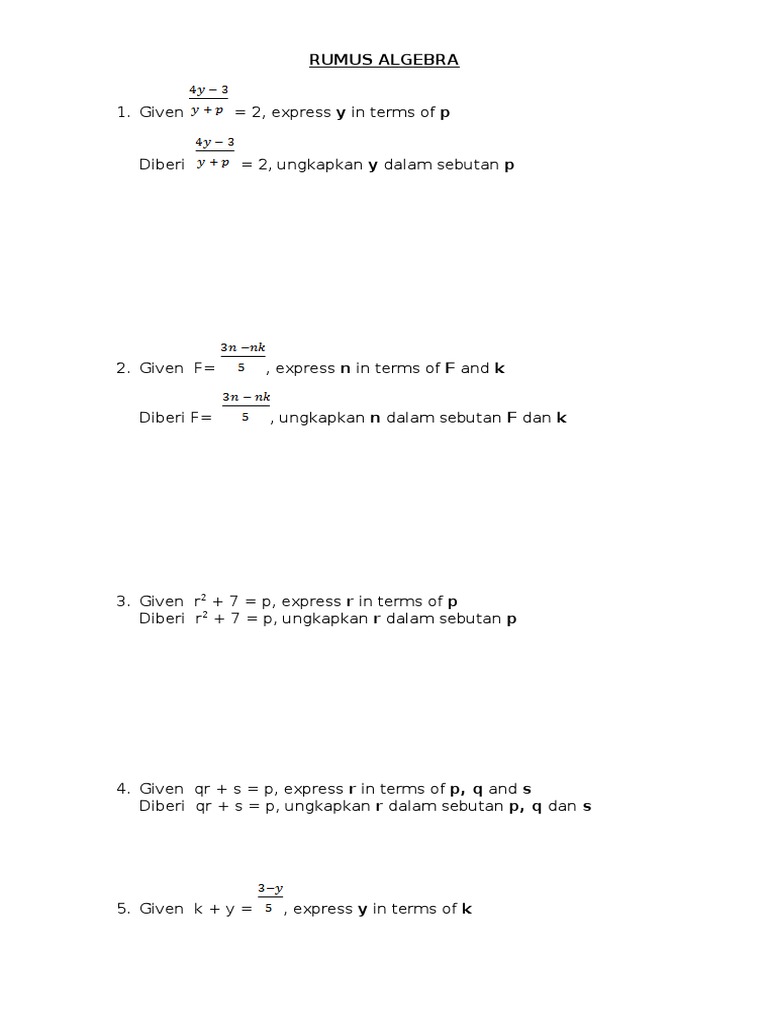 Rumus Algebra | PDF