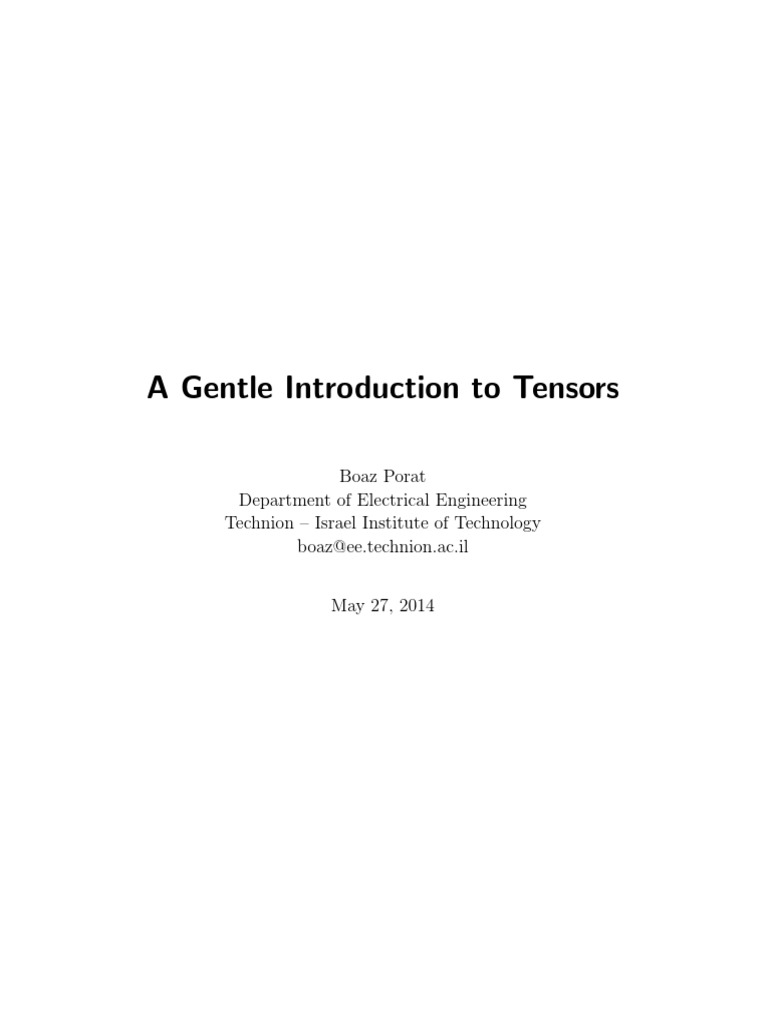 A Gentle Introduction To Tensors Pdf Tensor Euclidean Vector 3904