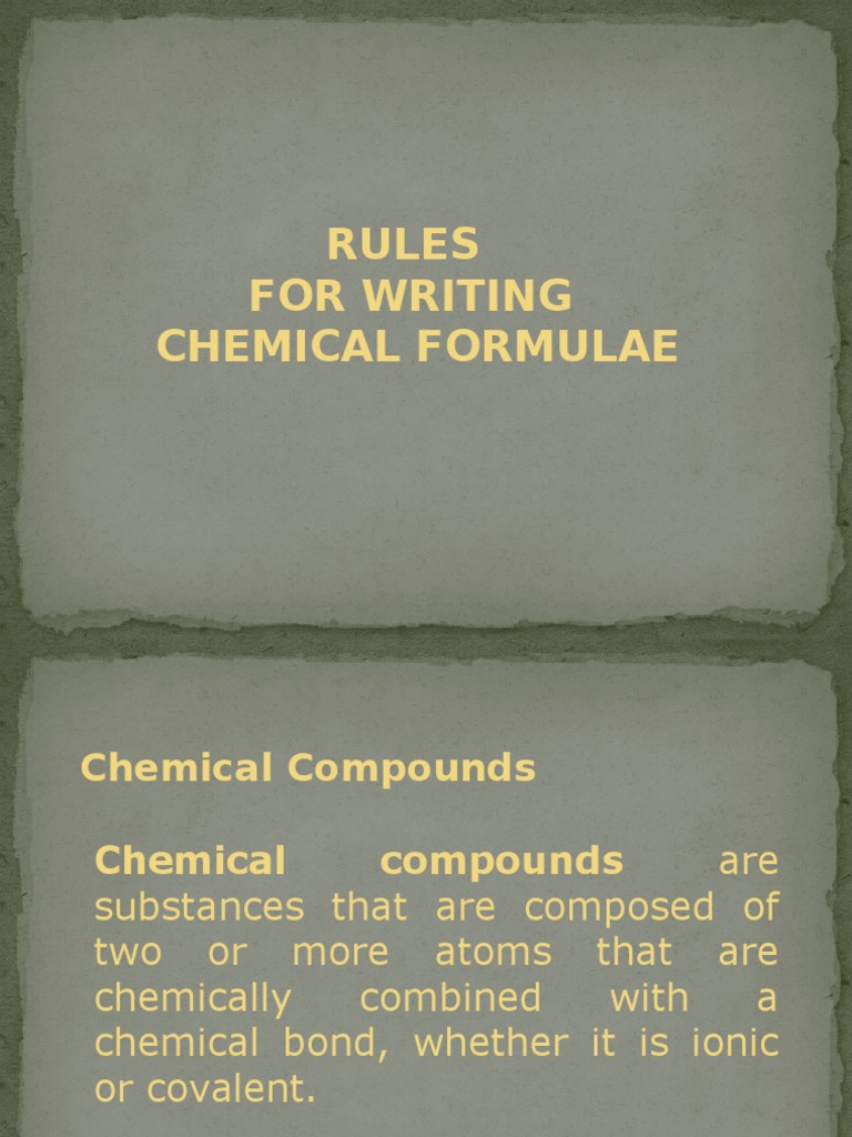 Rules for Writing Chemical Formula 1 | Molecules | Chemical Compounds