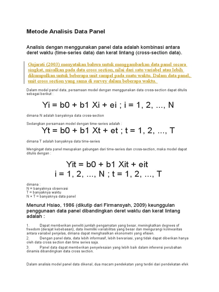 Metode Analisis Data Panel | PDF | Metode & Bahan Ajar | Komputer