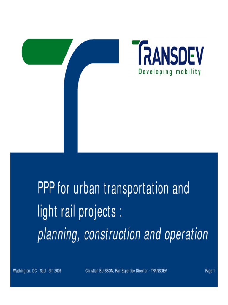 PPP For Urban Transportation | PDF | Public–Private Partnership | Light ...