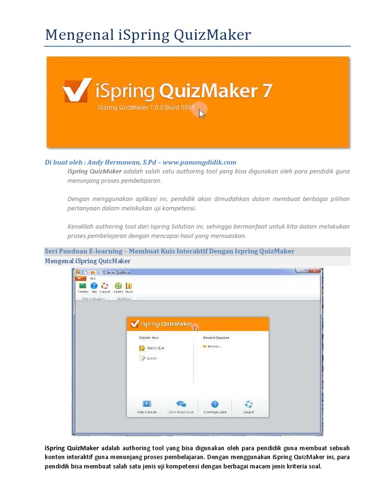 Mengenal ISpring QuizMaker - Aplikasi Pembuatan Soal Interaktif Media Presentasi Pembelajaran | PDF