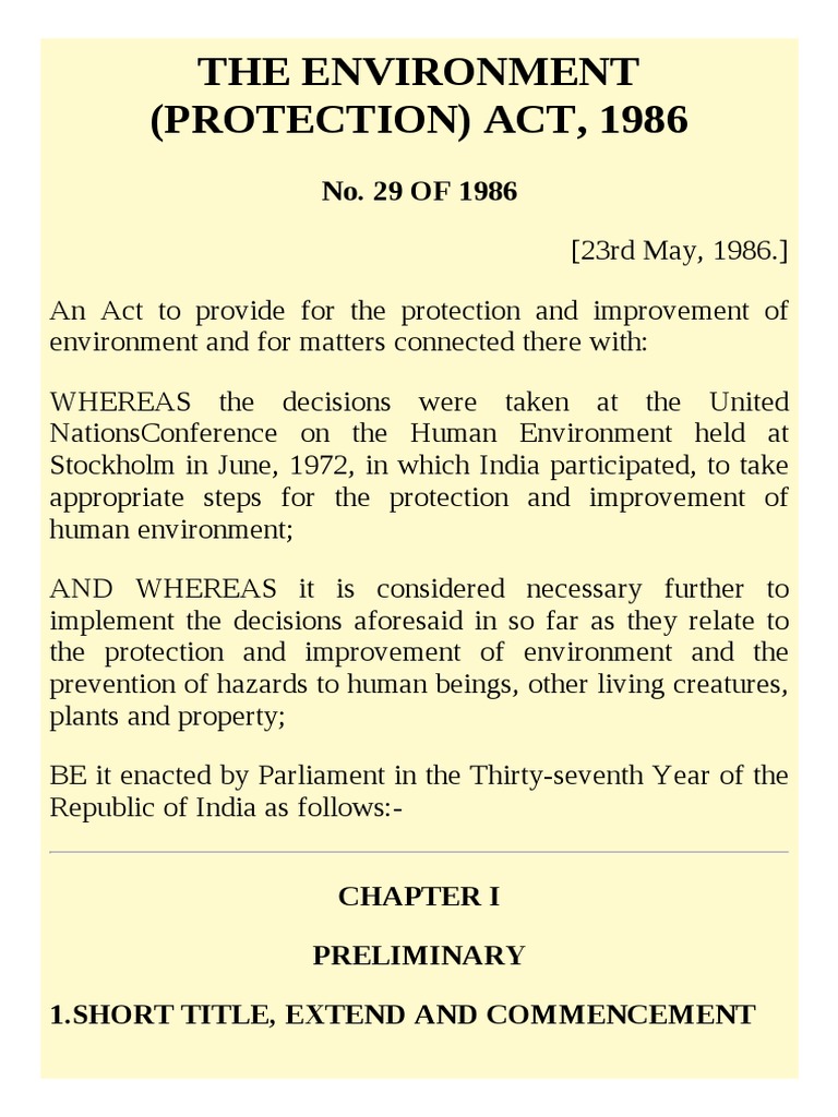 THE ENVIRONMENT (PROTECTION) ACT, 1986.pdf | Search And Seizure ...