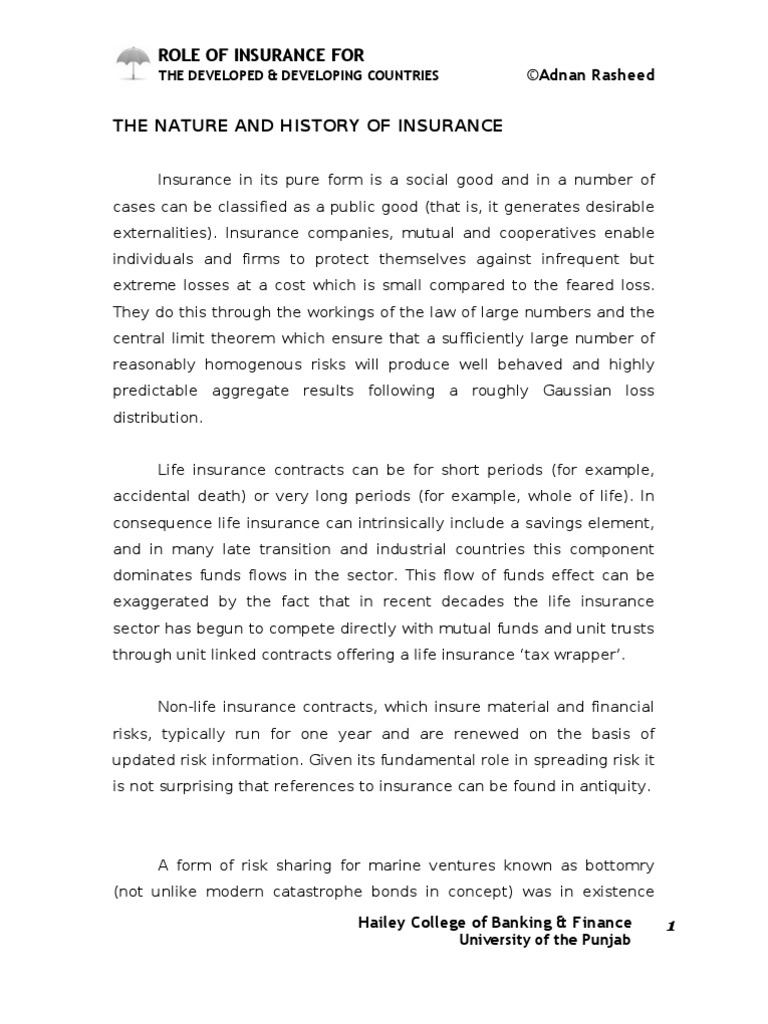 The Nature and History of Insurance | PDF | Insurance | Reinsurance