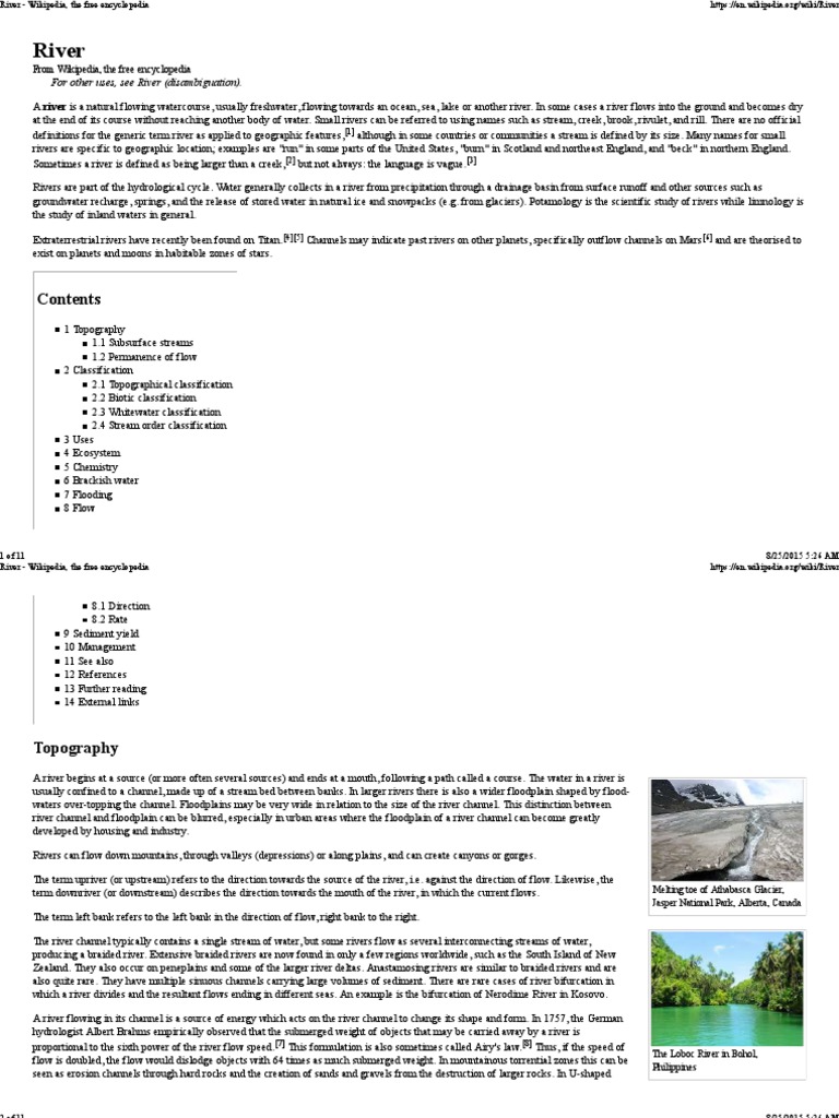 River - Wikipedia, The Free Encyclopedia | PDF | River | Stream