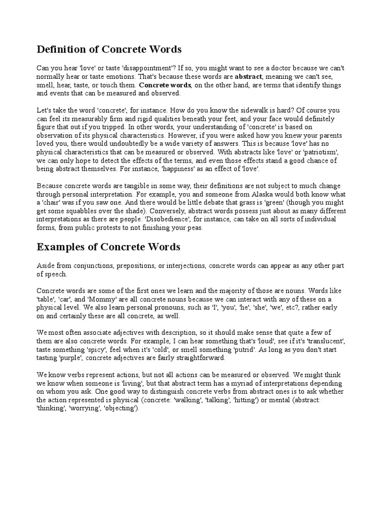 Understanding Concrete Words | PDF | Noun | Language Mechanics