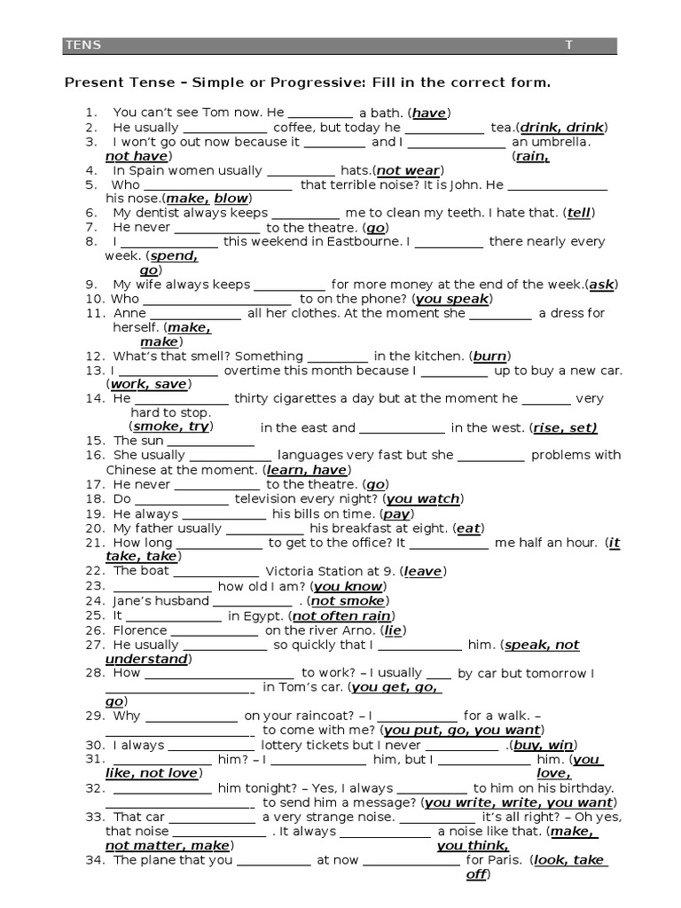 Present Tense Practice | PDF | Art