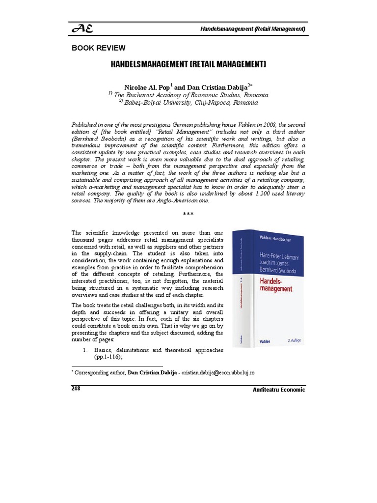 Handelsmanagement (Retail Management) : Book Review | Download Free PDF ...