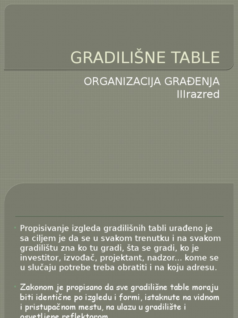 Gradilišna Tabla | PDF