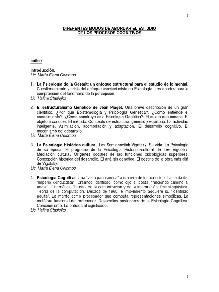 María Elena Colombo - Halina Stasiejko - La Actividad Mental | PDF ...