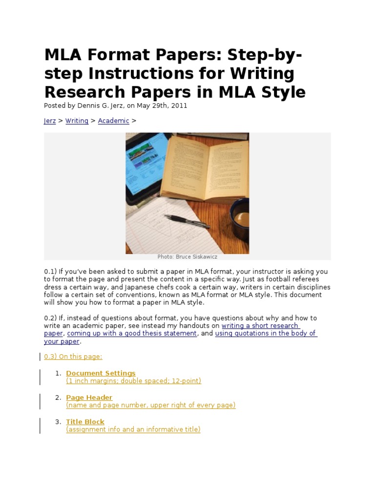 MLA Format Papers: Step-By-Step Instructions For Writing Research ...