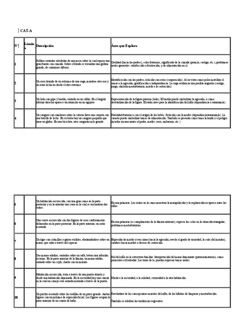 Cat Significado de Láminas y Lo Que Se Explora | PDF | Sicología