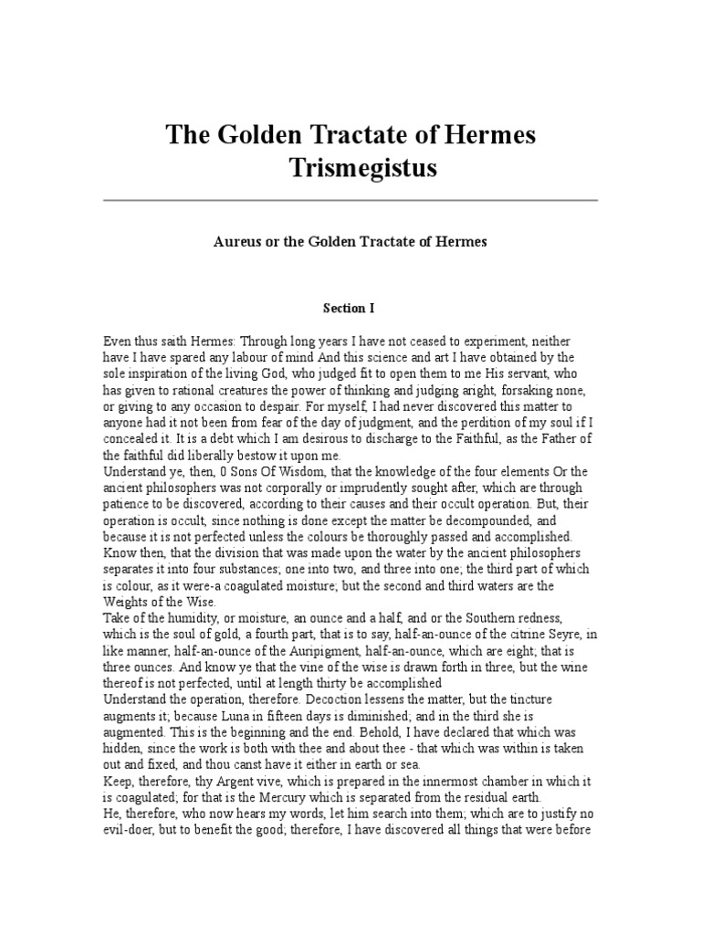 The Golden Tractate of Hermes Trismegistus | PDF | Hermes Trismegistus ...
