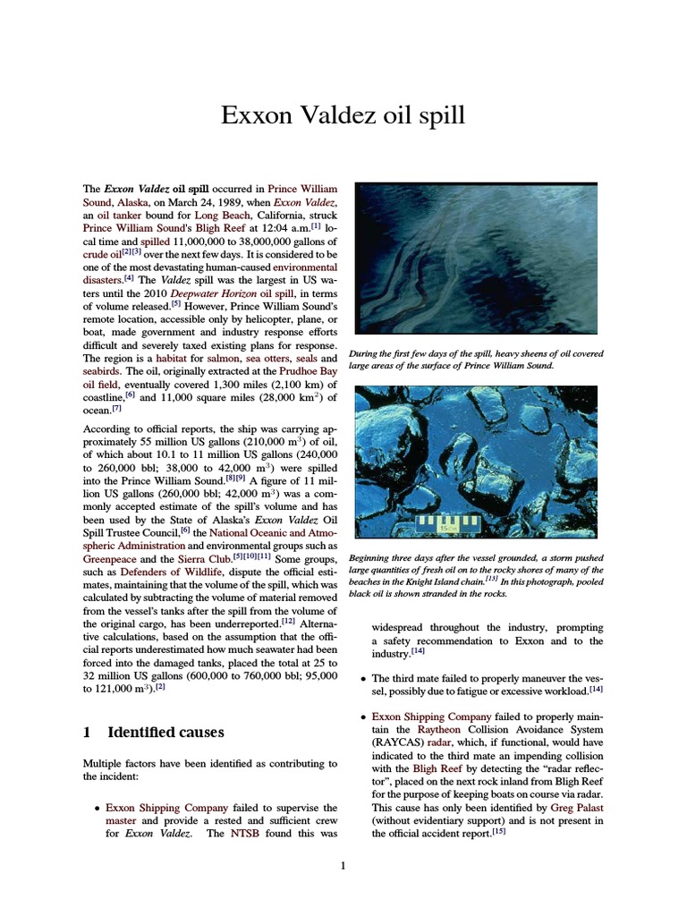 Exxon Valdez Eoil Spill | PDF | Exxon Mobil | Oil Spill