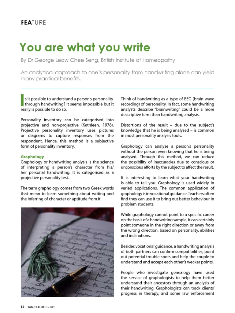 Understanding Personality Through Handwriting | PDF | Graphology ...