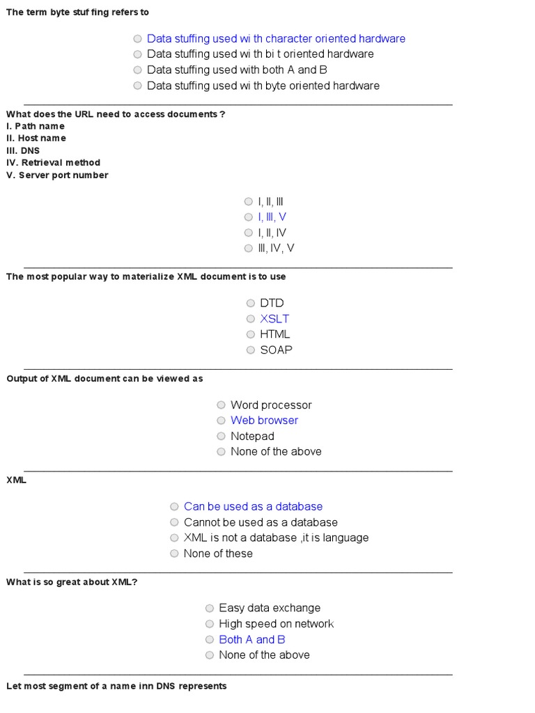 Web Technology MCQ | PDF | Html Element | Xml