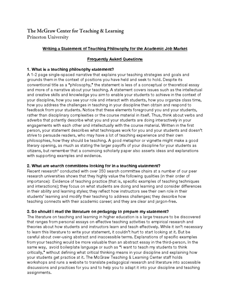 Teaching Statement - FAQs - Princeton | PDF | Learning | Essays