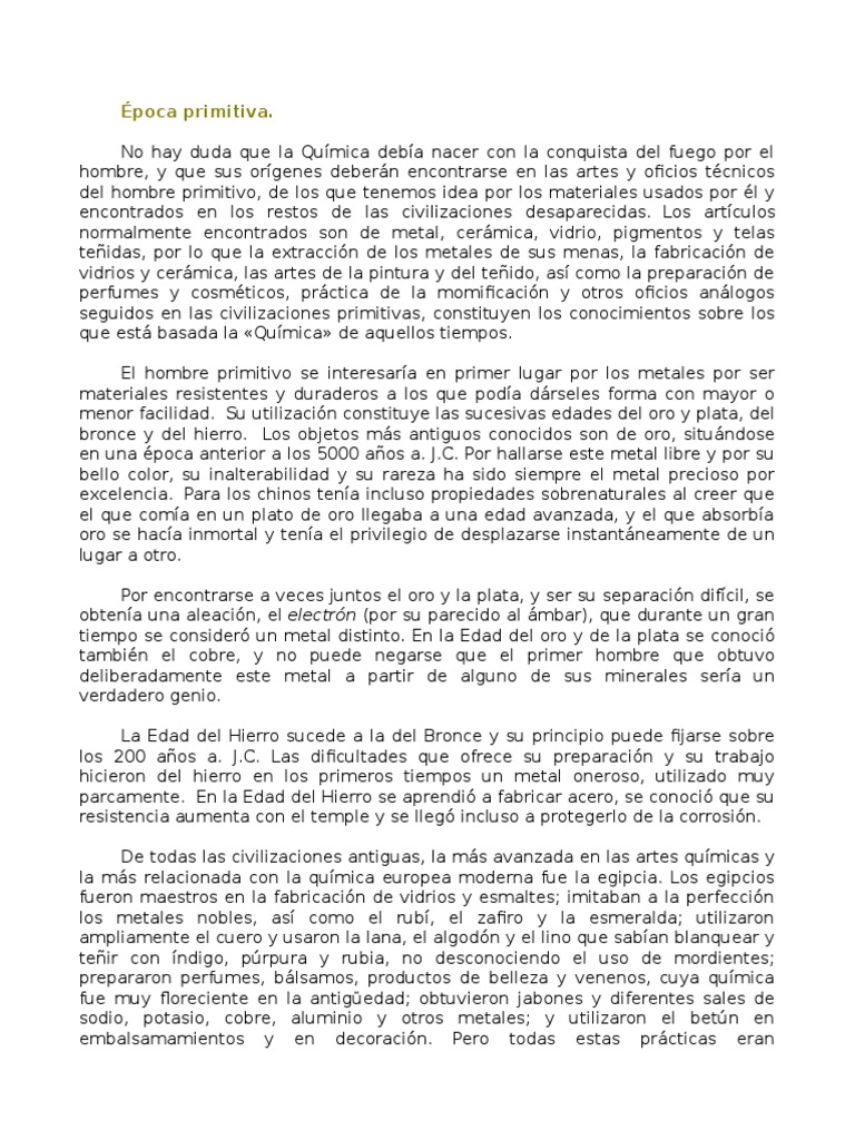 Orígenes de la Química Primitiva | PDF | Mezcla | Alquimia