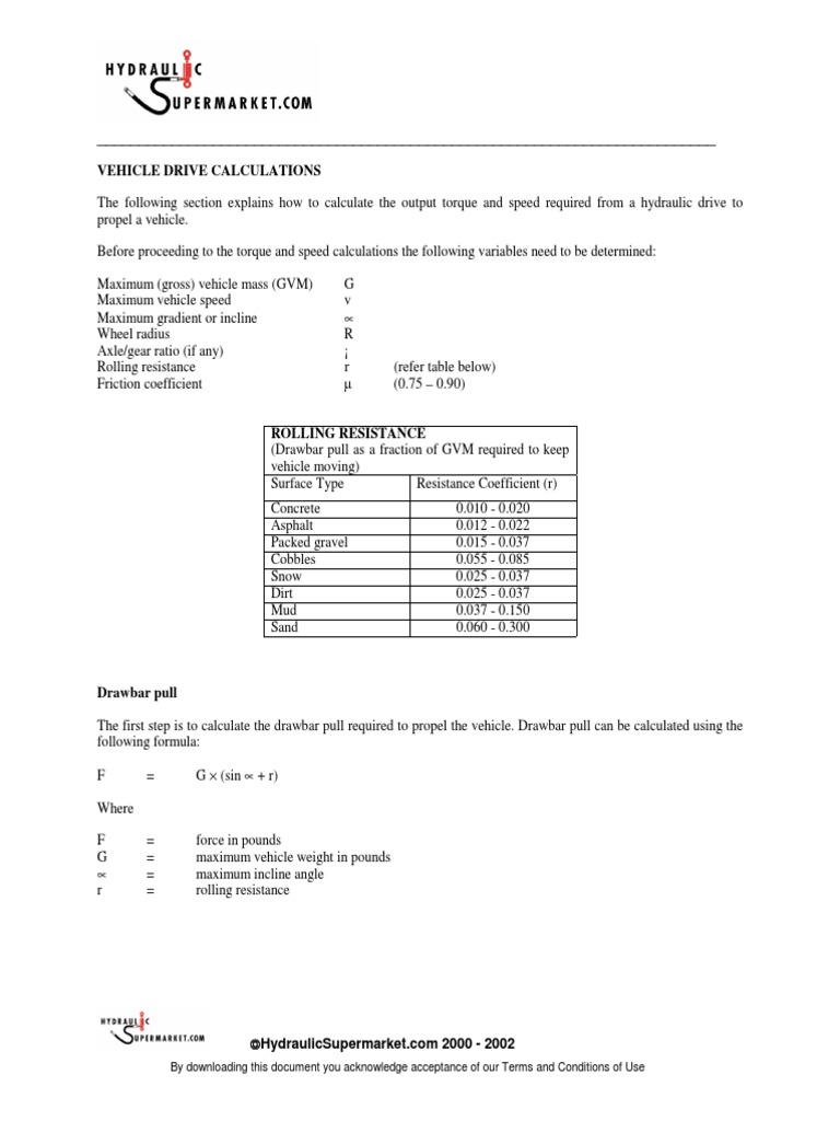 Vehicle Drive Calculations | PDF | Torque | Axle