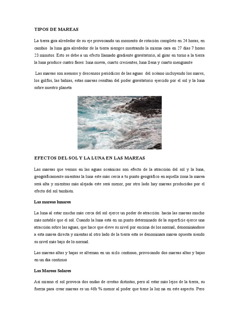 Tipos de Mareas | PDF | Marea | Luna